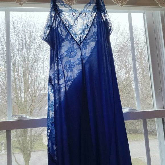 Val Mode | Intimates & Sleepwear | Val Mode Royal Blue Lace Negligee ...
